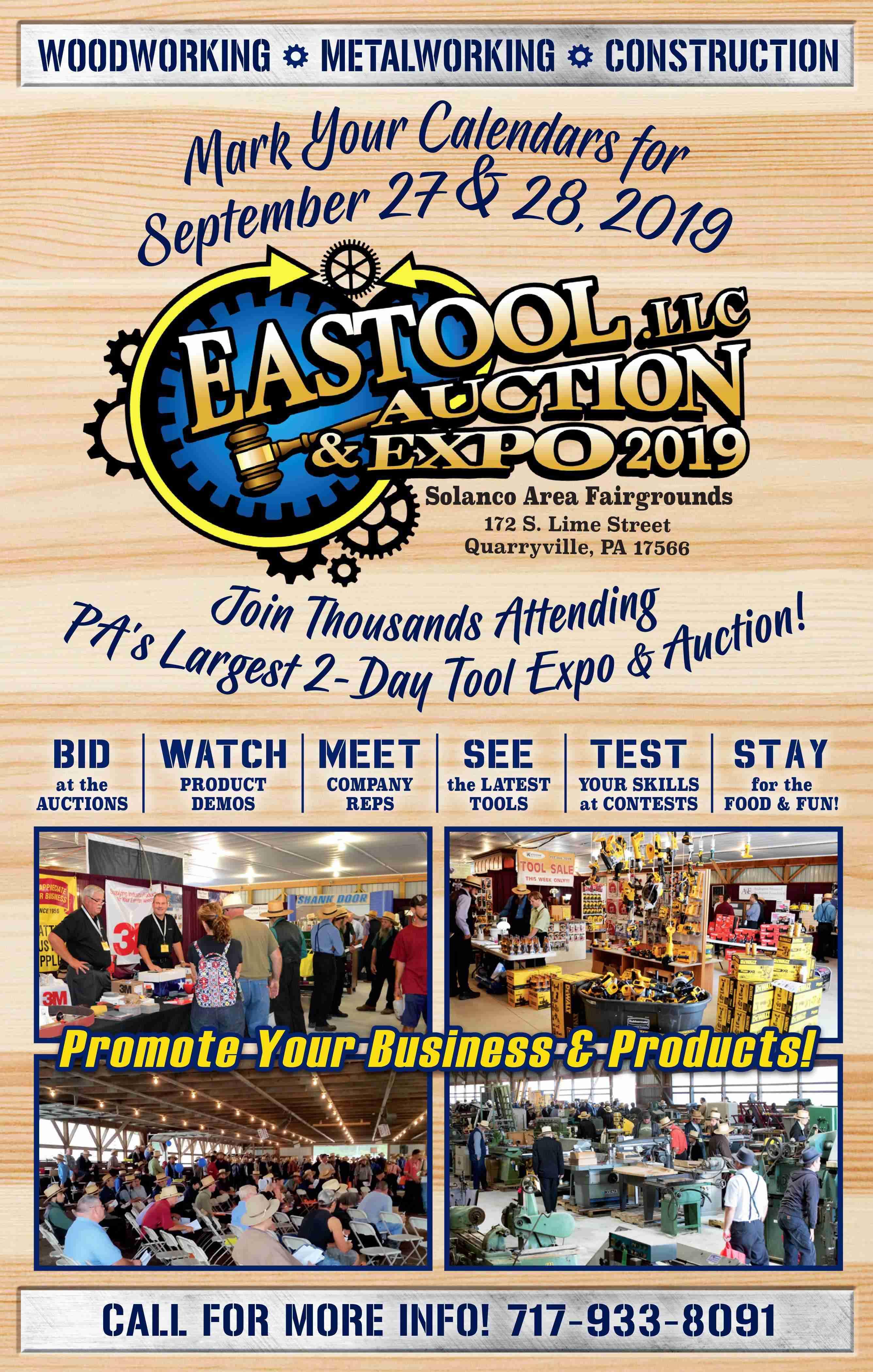 Eastool Show (Sep 2026), Eastool Auction & Expo, Quarryville USA ...