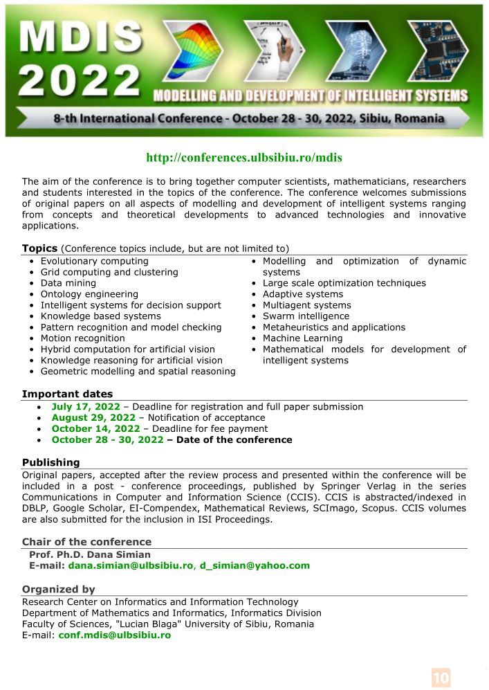 MDIS (Sep 2024), International Conference on Modelling and Development ...